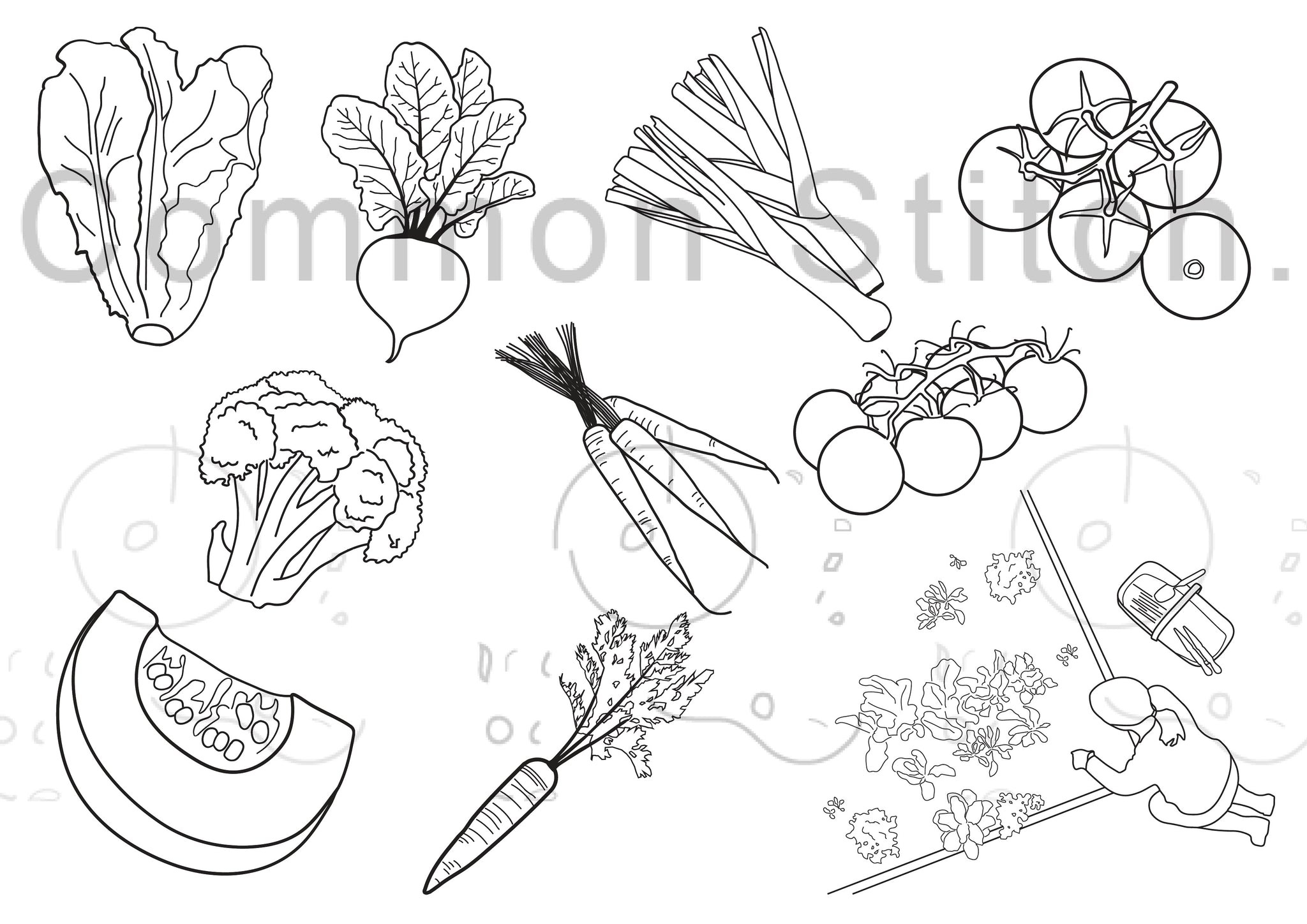 Veggie Patch Templates Common Stitch